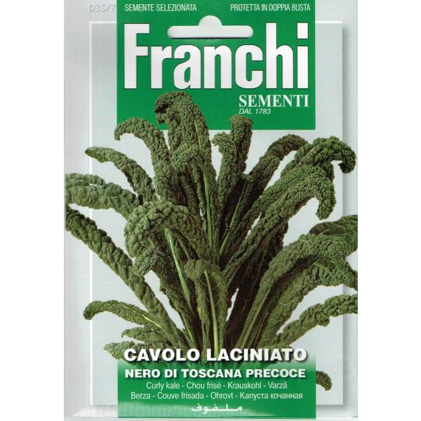 結球しない葉キャベツ。葉の表面はちりめん状で、別名黒キャベツと呼ばれていますが濃緑色でトスカーナ地方の特産品種です。早生種でケールの一種です。特にトスカーナ地方のスープ料理、リボリタには必須の材料です！カボロネロ・トスカーナの種子,カボロネ...