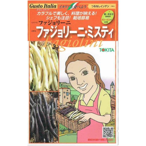 本種は若莢を食べるサヤインゲンとして育成した蔓なしのサヤインゲンの品種。莢の色が黄色と紫色の2品種を個包装されています。【黄色】矮性品種（つるなし）播種後53日程で収穫。花は薄紫色、莢は淡い黄色。莢の長さは15cm程でやや平たい丸莢。【紫】...