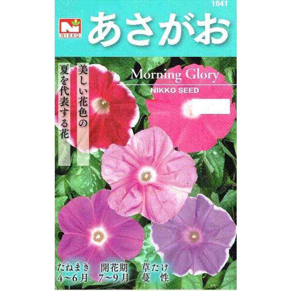 真夏の早朝見事に開花し、すばらしい目覚めを感じさせてくれるアサガオ、その中でも特に大輪で色鮮やかな品種を混合にした高級種です。花色は赤・桃・青・白・紫・覆輪・絞り咲などで、花壇、垣根用として非常に美しい。又全開の時切って押し花としても楽しい...