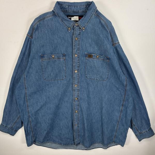 【管理番号】STA0000360【ブランド】ラングラー / Wrangler【対象】メンズ【カラー】  ブルー【柄】無地【季節・シーズン】オールシーズン【生産国】バングラデシュ【素材】コットンデニム100%【実寸サイズ】肩幅：約59cm着丈...