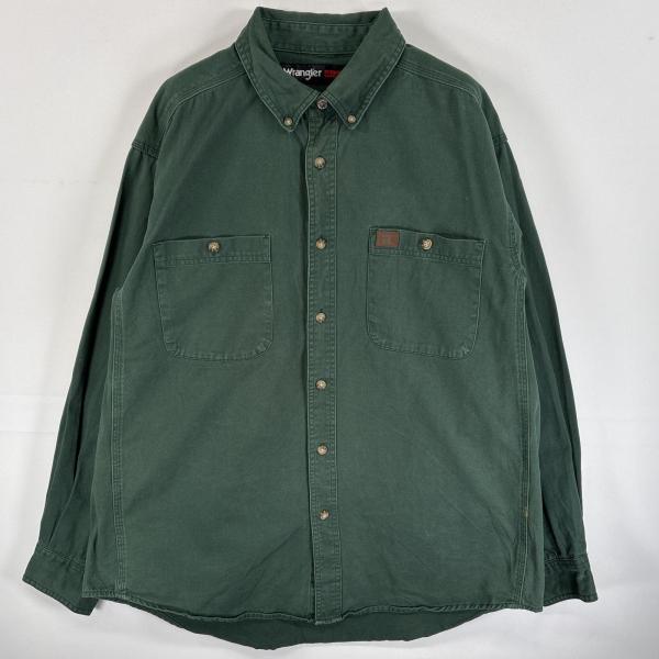 【管理番号】STA0001459【ブランド】ラングラー / Wrangler【対象】メンズ【カラー】  グリーン【柄】無地【季節・シーズン】オールシーズン【実寸サイズ】肩幅：約52cm着丈：約83cm身幅：約64cm袖丈：約61cm採寸デー...