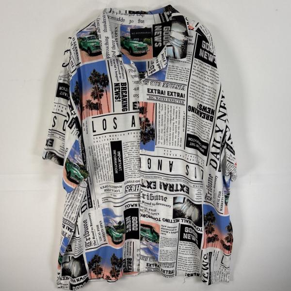 【管理番号】STA0001847【ブランド】NO BOUNDARIES【対象】メンズ【カラー】  ホワイト系【柄】総柄【季節・シーズン】春夏【生産国】中国【素材】レーヨン100%【表記サイズ】3XL【実寸サイズ】肩幅：約59cm着丈：約77...