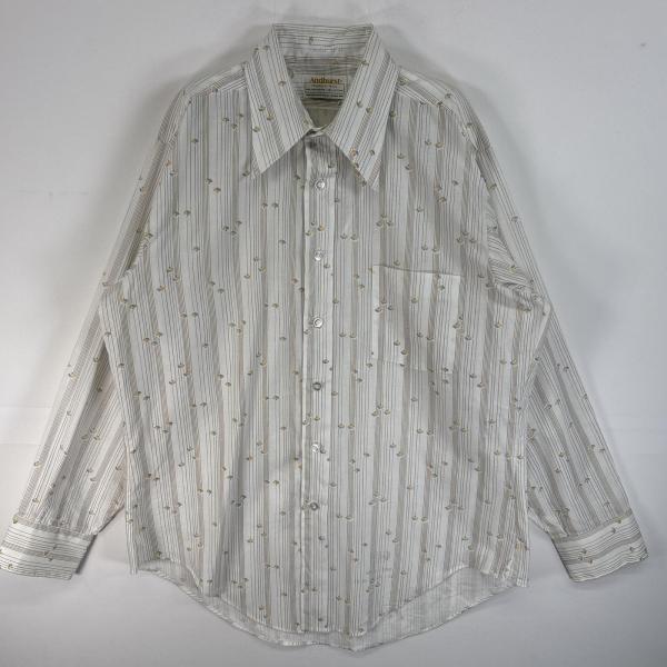 【管理番号】STA0003178【ブランド】And hurst【対象】メンズ【カラー】  ホワイト系【柄】総柄【季節・シーズン】オールシーズン【年代】1970年代【素材】コットン50% / ポリエステル50%【実寸サイズ】肩幅：約47cm着...