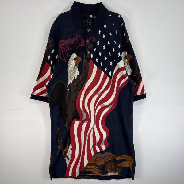 【管理番号】STA0004403【ブランド】COTTON TRADERS SPORT【対象】メンズ【カラー】  ネイビー【柄】総柄【季節・シーズン】春夏【生産国】インド【素材】コットン100%【表記サイズ】M【実寸サイズ】肩幅：約50cm着...