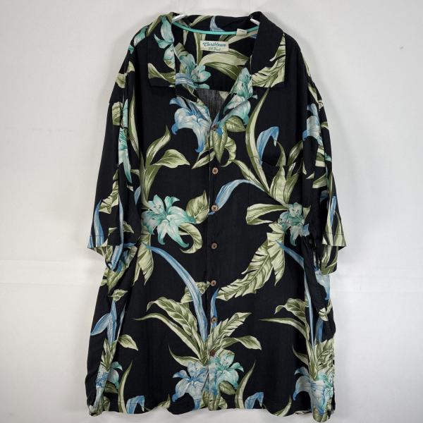 【管理番号】STA0004490【ブランド】Carib bean【対象】メンズ【カラー】  ブラック【柄】総柄【季節・シーズン】春夏【生産国】中国【素材】シルク55% / レーヨン45%【実寸サイズ】肩幅：約55cm着丈：約80cm身幅：約...