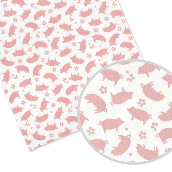 【豚】事も上手くいく とんとん拍子 の縁起物【小紋シリーズ】伝統的から、かわいい柄、草花、動物柄まで、種類豊富な 手ぬぐい シリーズ。普段使いにピッタリです。■サイズ：約34×90cm■素　材：綿100%（岡生地）■生産国：日本（堺）〜ご理...