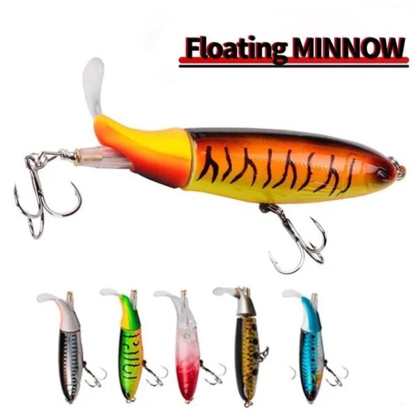 ? ハードクランクベイト :Whopper plopper Popper Propeller Topwater Fishing Luresは、ハードクランクベイトで作られているため、耐久性と長持ちがあります。? 回転テール :ルアーの回転す...