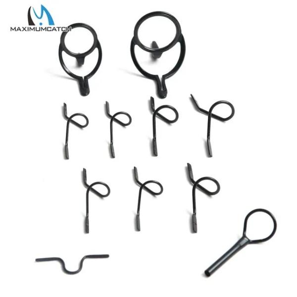 Maximumcatch Titanium /Chrome Fly Rod Guides Set for 9ft 4wt-10wt Tip Repair Kit Fly Fishing rod Building AccessoryMater...