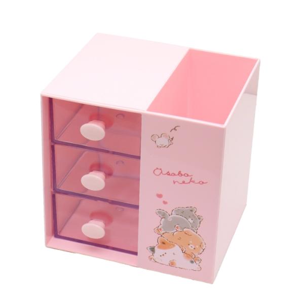 ペンスタンド付きの3段チェストです♪全て樹脂製。■サイズ：約H115×W115×D98mm※モニターにより、色の見え方が実際の商品と異なることがございます。※注文が集中した場合など、発送が遅れたり、在庫切れで販売できなくなる可能性がございま...