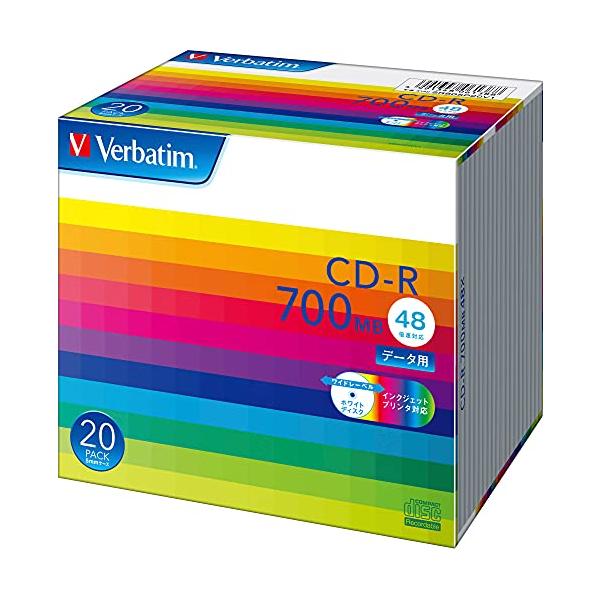 品種:データ用 CD-R容量:700MB1回記録用盤面印刷:○ホワイト / 範囲:23mm-118mmワイド倍速:48倍速、ケース:5mmスリムケース、入り数:20枚