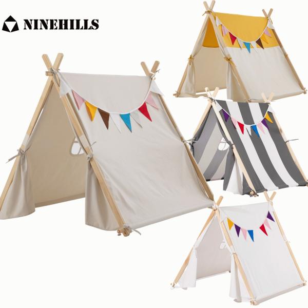 DETAIL室内にいながら外で遊ぶようなワクワク感が味わえる「キッズテント」。子供が一人だけの空間で一人遊びをしたり、友達同士でワイワイと遊んだりと、子供の想像力を刺激します。NINEHILLSのキッズテントはママもうれしい、お部屋のインテ...