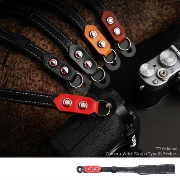 TP Original/ティーピー オリジナルLeather Camera Wrist Strap(レザーカメラリストストラップ)本革ハンドストラップ Type2装着部：丸リングタイプ『カラー』・Black(TA202BK)・Red(TA2...