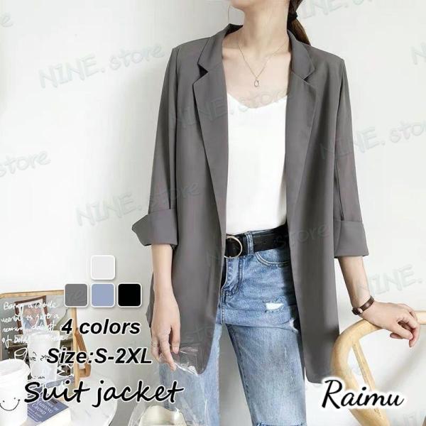 【素材】：ポリエステル【カラー】ホワイト グレー ブラック ブルー【サイズ】：（約）【S】肩幅/35 バスト/94 袖丈/46 着丈/69 (cm）【M】肩幅/36 バスト/98 袖丈/47 着丈/70 (cm）【L】肩幅/37 バスト/1...