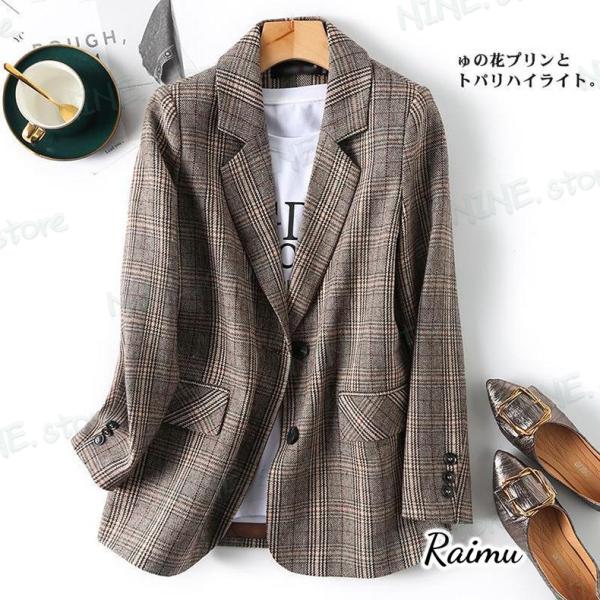 ★キーワード：テーラードジャケット 大きめ カジュアル 春秋新作 レディース スーツ トップス 単品 アウター 長袖 通勤 オフィス スーツジャケット レディース 入学式 テーラード チェック スーツジャケット スーツジャケット レディース...