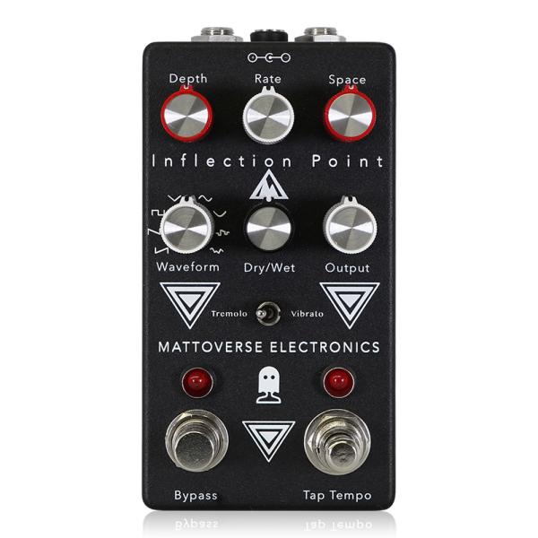 Mattoverse Electronics Inflection Pointは、ギター、ベース、シンセサイザーに最適なトレモロ/ヴィブラートペダルです。8タイプの波形を選択することができ、タップテンポ、Clock/Syncインプットやレゾ...