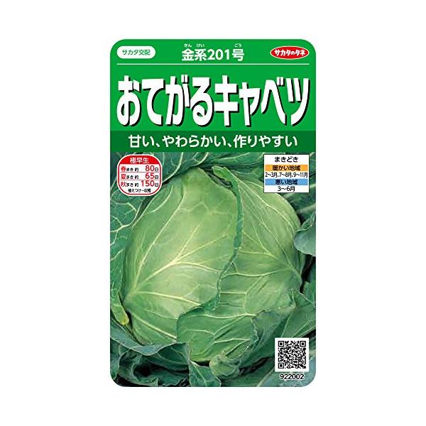 【商品概要】切替月:6月詰量:0.8ml発芽率:80採苗本数:100春秋扱い:春秋兼用種春:○秋:○【商品説明】【商品詳細】ブランド：サカタのタネ商品種別：DIY・工具・ガーデン商品名：サカタのタネ 実咲野菜2002 おてがるキャベツ 金系...