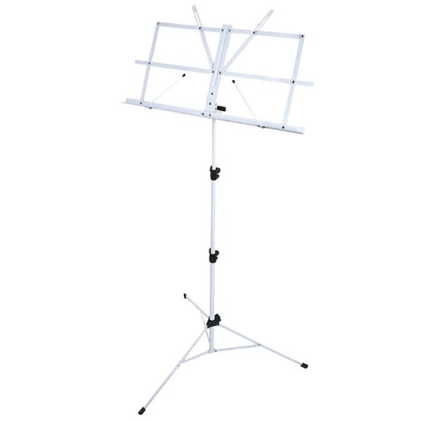 【商品概要】コンパクトに折りたたみが可能な軽量譜面台付属の専用ソフトケースを使えばスタジオやライブハウス等への持運びも非常に容易高さや角度は調節が可能楽譜ストッパー搭載かわいいホワイトカラー【商品説明】譜面台<br> 折り畳み式...