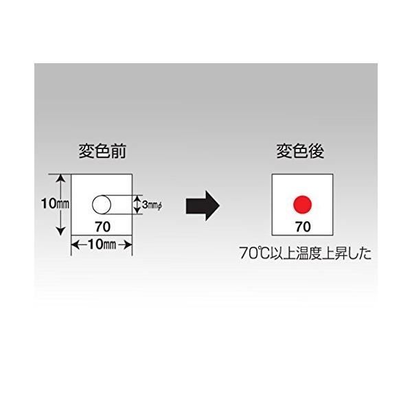 【商品概要】原産国:日本屋内外機器の狭いスペースに対応変色温度:65度変色前:白変色後:黒変色精度:±2度示温エレメント部寸法:3φ【商品説明】【商品詳細】ブランド：日油技研工業株式会社商品種別：温度センサー商品名：日油技研工業 サーモラベ...