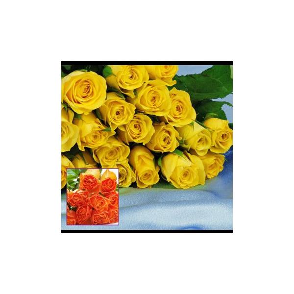 定番！黄色オレンジ系バラの花束！！  セール特別割引の花束！！誕生日　プレゼントに最適！！特別価格です。こちらの花束 プレゼントは当店のオリジナル商品です。還暦祝い、お歳暮　クリスマス、送別、お供え花　お供え、開店祝、結婚記念日、誕生日　お...