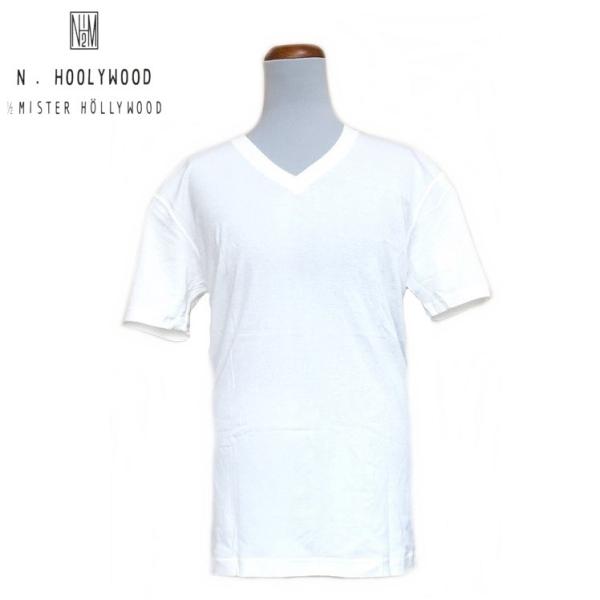 商品番号：176125wht商品名　：N.HOOLYWOOD Vネック T-SHIRT【WHITE】明治27年創業の老舗高級肌着メーカー「アングル」とのコラボレーションにより誕生した「バラックスキット」。N.HOOLYWOOD のベースにあ...
