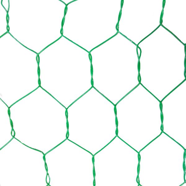 ビニール亀甲金網 グリーン 01) #14 目開き：40mm｜線径：1.95mm｜大きさ：巾910mm×長さ15m亀甲（きっこう）金網は、隣接する2本の線がねじり合わさって網目が形成された金網です。工事の際に取り扱いが容易なことや、線の一部...