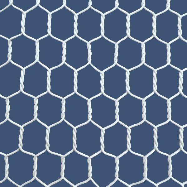 ビニール亀甲金網 ホワイト 03) #20 目開き：16mm｜線径：0.85mm｜大きさ：巾455mm×長さ30m亀甲（きっこう）金網は、隣接する2本の線がねじり合わさって網目が形成された金網です。工事の際に取り扱いが容易なことや、線の一部...