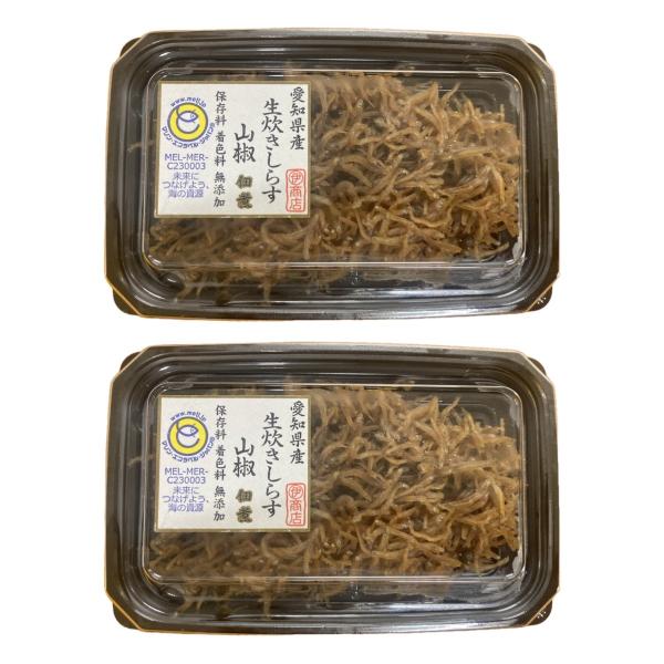 原材料:イワシ類稚魚(愛知県産)、砂糖、醤油(大豆・小麦を含む)、酒、みりん、山椒産地:日本内容量:50g×2温度帯:冷蔵アレルギー表示:大豆、小麦メーカー名:マル伊商店株式会社  愛知県知多郡南知多町片名大字新師崎11-2◆商品説明◆「マ...