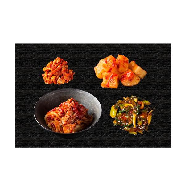 内容量:白菜キムチ100g、カクテキ100g、野沢菜昆布ねば〜るキムチ100g、チャンジャ40g温度帯:冷蔵アレルギー表示:大豆、小麦、ごま、えび、いか、りんご、ももメーカー名:有限会社グリーンフーズあつみ  神奈川県川崎市川崎区大島3-3...