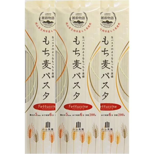 原材料:デュラムセモリナ小麦粉（国内製造）、もち麦粉（岡山県笠岡市産）、食塩（赤穂海水）産地:日本内容量:200g×3袋温度帯:常温アレルギー表示:小麦メーカー名:小山製麺  岡山県笠岡市小平井892◆商品説明◆1食でレタス1個分の食物繊維...
