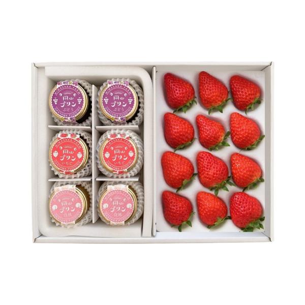 内容量:特選いちご約400g、岡山プリン6個(いちご・ぶどう・もも 各2個)温度帯:冷蔵アレルギー表示:乳成分、卵メーカー名:有限会社美作農園  岡山県美作市奥1117◆商品説明◆※商品のお届けは【1月頃〜順次発送】となります。ご了承くださ...