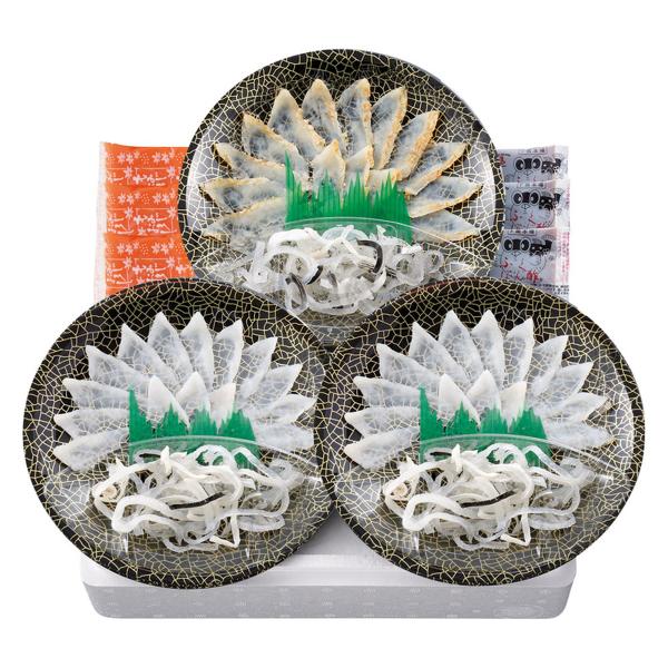 「関とら本店 ふく薄造り詰合せ SK-50F2Z」　下関の職人が1枚1枚丁寧に菊の花のように盛り付けた真ふく霜降り刺身と真ふくたたき刺身のセットです。解凍するだけで簡単にお召上がりいただける、便利な個食タイプ。　G0001_26_01