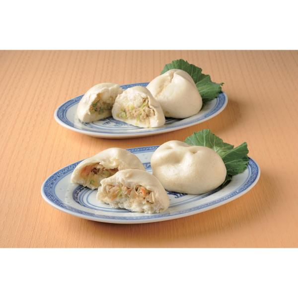 「＜大阪・京園＞豚まん・帆立豚まん詰合せ」　豚肉、干し帆立貝柱、玉葱、椎茸などの具を小麦粉と酵母だけで作った生地で包みました。やさしい風味、あっさりとした味わいが広がります。　G0002_25_07