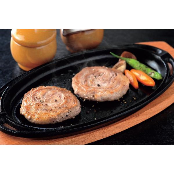 「黒豚ミニロールステーキ　５０×１５」　鹿児島県産の黒豚を調理しやすいサイズに仕上げたミニロールステーキです。ジューシーな肉の旨みをお楽しみください。　G0002_25_07