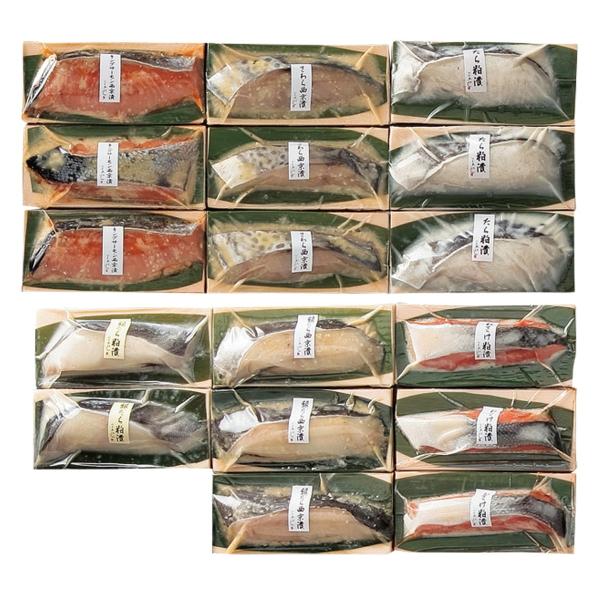 「〈東京・オオハシ商店〉漬魚詰合せ」　築地創業の魚屋直送。「さわら西京漬」は信州味噌を使い、締まった身を白味噌のほどよい甘みで品の良い味わいを引き出しています。また「銀だらの粕漬」には長時間熟成させた吟醸酒の酒粕を愛用。じっくりと時間をかけ...