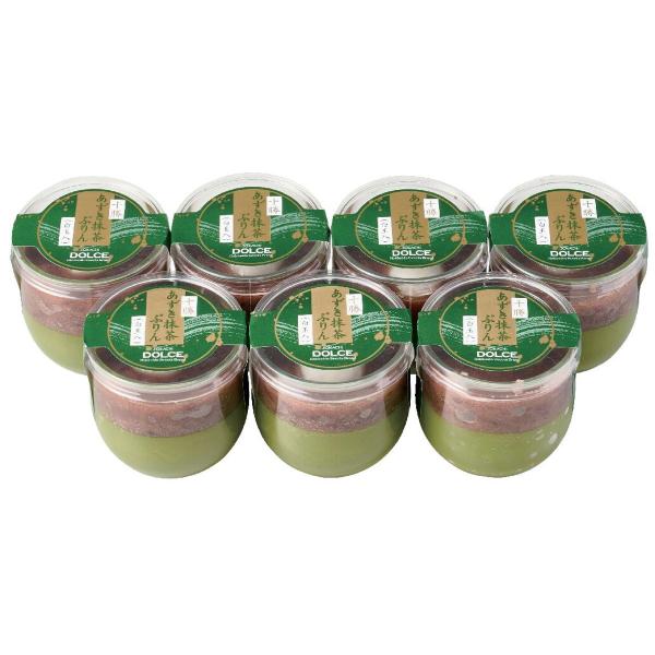 「十勝小豆抹茶プリン」　十勝橋本牧場の生乳と宇治抹茶を使用した抹茶プリンに、十勝産小豆を使用した粒餡を乗せました。アクセントの白玉の食感もお楽しみください。　G0002_26_01