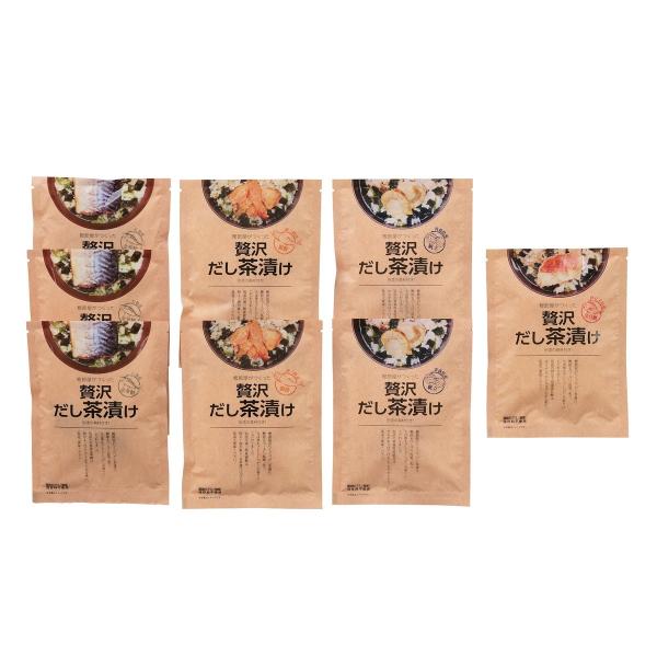 「贅沢だし茶漬けセット」　銀鮭・帆立・金華鯖・金目鯛の4種のお茶漬けセットです。　G0002_26_01