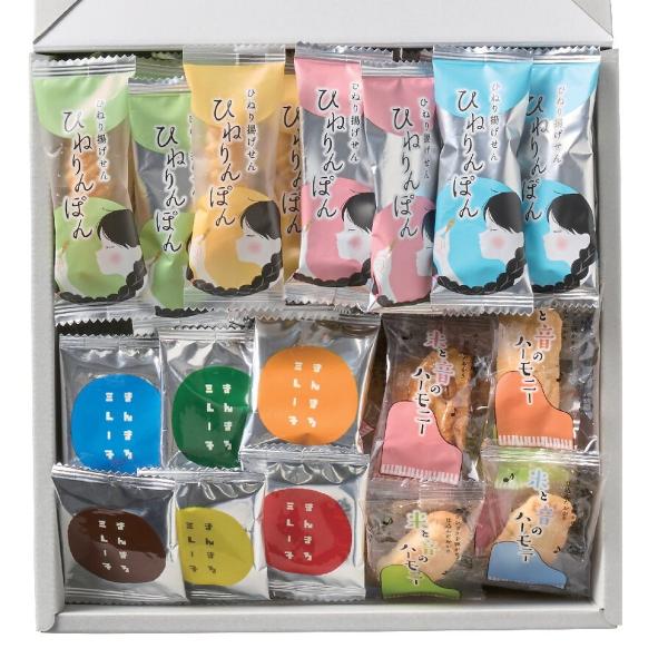 「美味しく・樂しい ひとときさん」　おかき、ひねり揚げ、ミレーフライのアソートです。　G0002_26_01