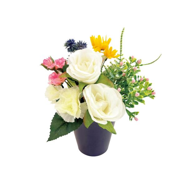 「SC触媒加工 アーティフィシャルフラワー供花 和み ホワイト 25-bukka-25w」　フラワーデザイナー監修のモダンな仏花。アーティフィシャルフラワーだから枯れずに仏前を彩ります。　G0004_26_01