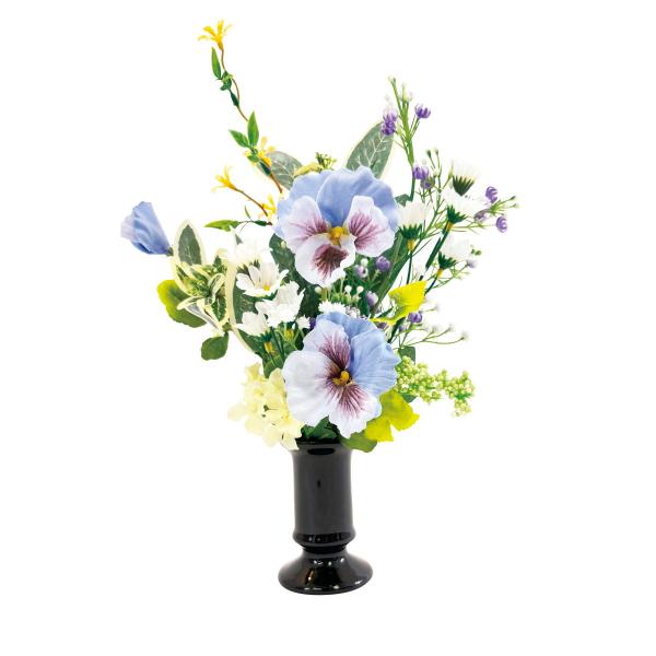 「SC触媒加工 アーティフィシャルフラワー供花 憩い ブルー 25-bukka-35b」　フラワーデザイナー監修のモダンな仏花。アーティフィシャルフラワーだから枯れずに仏前を彩ります。　G0004_26_01