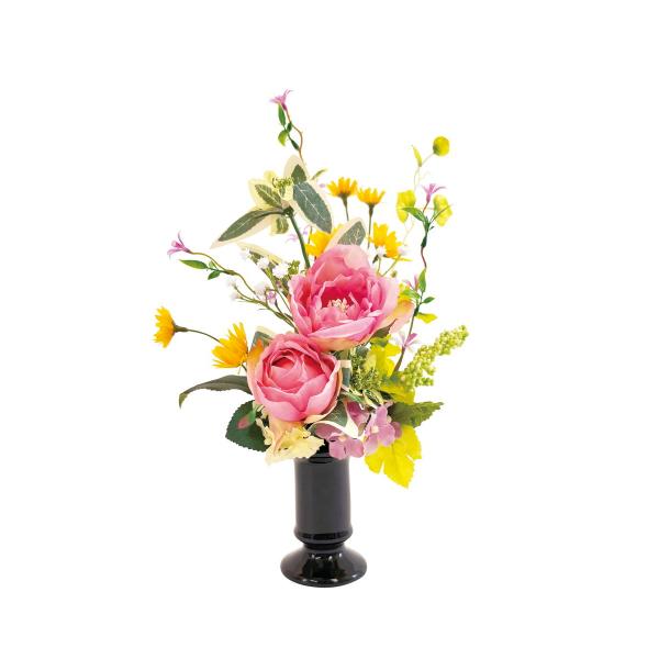 「SC触媒加工 アーティフィシャルフラワー供花 憩い ピンク 25-bukka-35p」　フラワーデザイナー監修のモダンな仏花。アーティフィシャルフラワーだから枯れずに仏前を彩ります。　G0004_26_01