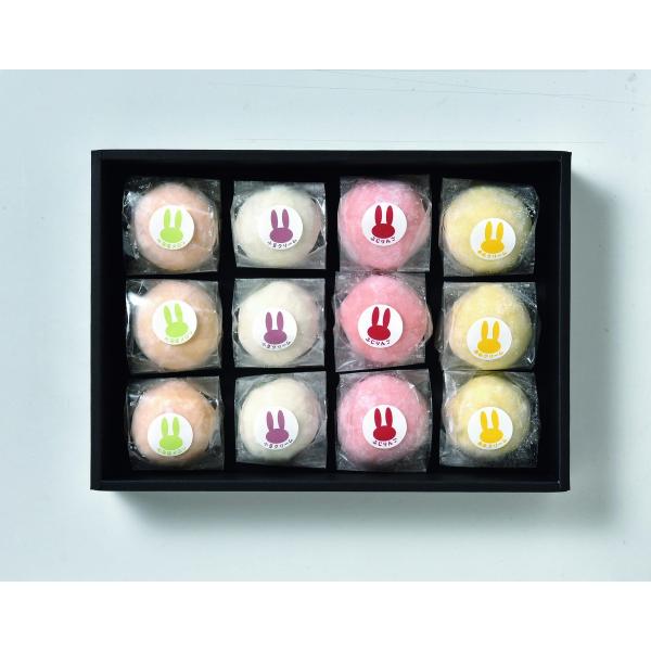 「小山製麩所 ふわふわ大福１２個セット」　北海道産のもち粉を使用した独自製法のふんわりやわらかい大福生地の中に、なめらかなクリームや甘さひかえめの餡を包み込んだ和スイーツ。　G0005_26_01