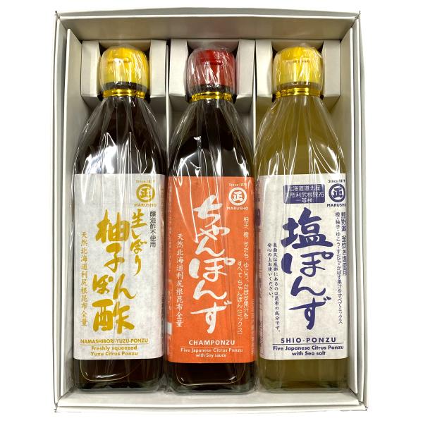 「丸正酢醸造元 ぽん酢 3種詰め合わせ」は、柑橘をバランスよく配合したぽん酢の3種セットです。魚料理やお鍋など、あらゆるお料理にお使いいただけます。風味の違いをお楽しみください。＜生しぼり柚子ぽん酢＞香り高い柚子をたっぷり使い、美味しく調味...