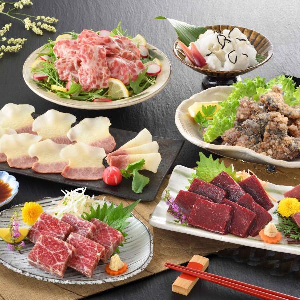 「下関鯨屋日新丸 鯨の詰め合わせ」は、刺身用赤身肉、竜田揚げ、尾の身（尾肉）、おばいけ（塩蔵熟成し、ボイルした鯨の尾）、ハツ（心臓）、鹿の子（ほほ肉）、ベーコンのセットです。日本近海で捕鯨したニタリ鯨・イワシ鯨肉を加工して詰め合わせました。...