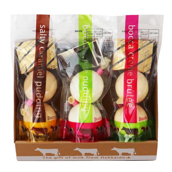 「Bocca 牧家 プリン三昧」は北海道伊達市近郊産の「だて牛乳」を使用した「牧家の白いプリン」、「牧家のクレームブリュレ」、「牧家の塩キャラメルプリン」の3種の味わいを食べ比べ出来るセットです。【白いプリン】風船に入ったまんまるミルクプリ...