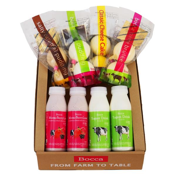 「Bocca 牧家 北海道 プリン＆ドリンク詰め合わせA」は、北海道伊達市近郊産の新鮮な「だて牛乳」をたっぷり使った白いプリンのほか4種のプリンと、生乳使用のドリンク2種のセットです。こだわりの美味しさをお楽しみ頂けます。＜白いプリン＞もち...