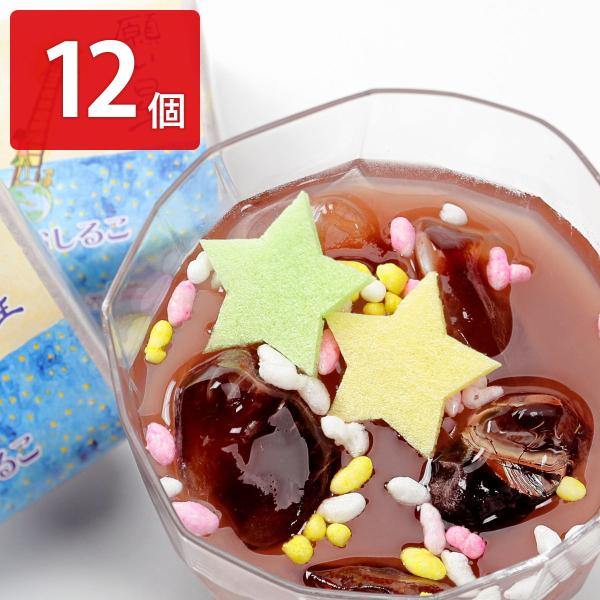 「願い星おしるこ」は、大きな夜空に願い星を表現したおしるこです。お椀に出し、お湯を注げば、あっさりしたおしるこに星のおせんべいが浮かびます。夏はぜひ冷水で、氷を浮かべ冷やししることしてお楽しみください。あなたの願いがかないますように。