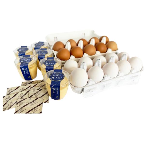 「菜の花たまご 白玉 赤玉 舞プリン セット」はご自宅用にはもちろんのこと、お中元・お歳暮、お祝い等のプレゼントにも喜ばれる卵2種とプリンのセットです。＜久留里のたまご（白玉）・海と山に育まれた卵（赤玉）＞飼料を吟味し生臭さを抑え、たまご本...