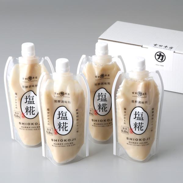 明治22年創業の老舗醸造所がお届けする「岡山 吉田本店 塩糀 ペースト 発酵調味料」です。塩分6.8％の塩糀。塩分控えめなので、塩分が気になる方におすすめです。粒のないペーストタイプのため素材に絡まりやすく、お料理の仕上がりも綺麗です。冷蔵...