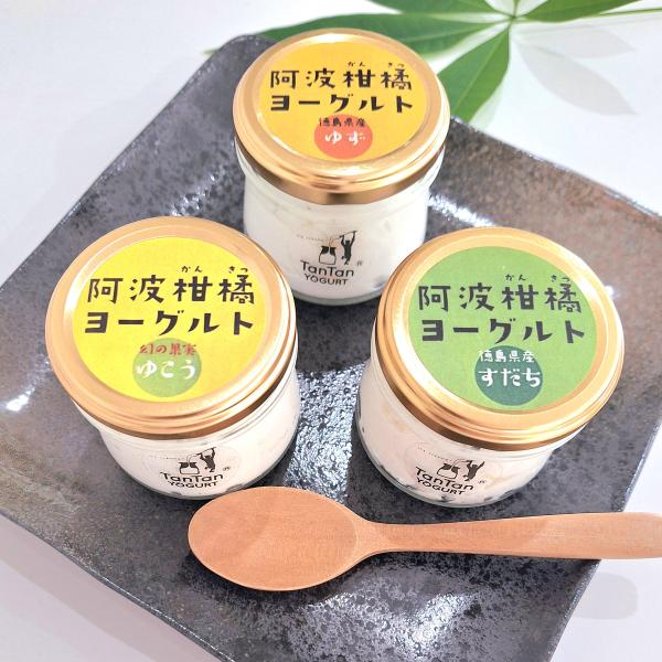 「タンタンヨーグルト 阿波柑橘ヨーグルト 食べ比べセット」は、徳島県名産の柑橘「柚香（ゆこう）・すだち・柚子」を使用した、3種フレーバーの水切りヨーグルトの詰め合わせです。「柚香」は柚子の突然変異種で、日本では主に徳島県で栽培されている、幻...