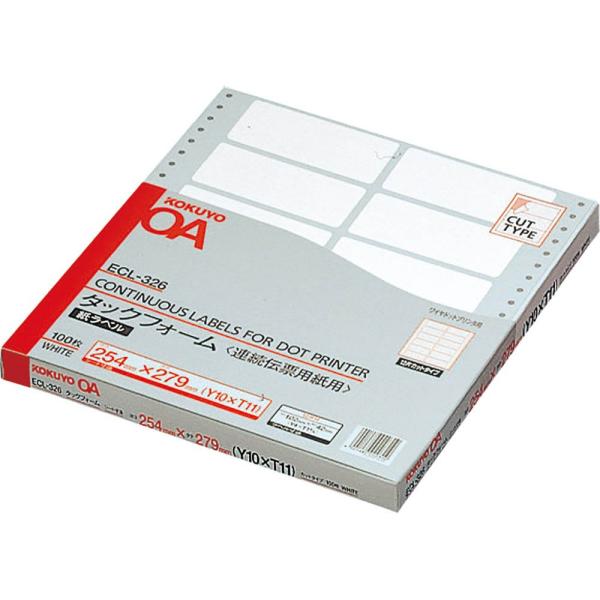 【商品概要】【寸法】 254×279mm【ラベル寸法】 101.6×42.3mm(Y4×T1 4/6)【枚数】 100枚【商品説明】【商品詳細】ブランド：コクヨ(KOKUYO)商品種別：インデックスシール商品名：コクヨ タックフォーム Y1...